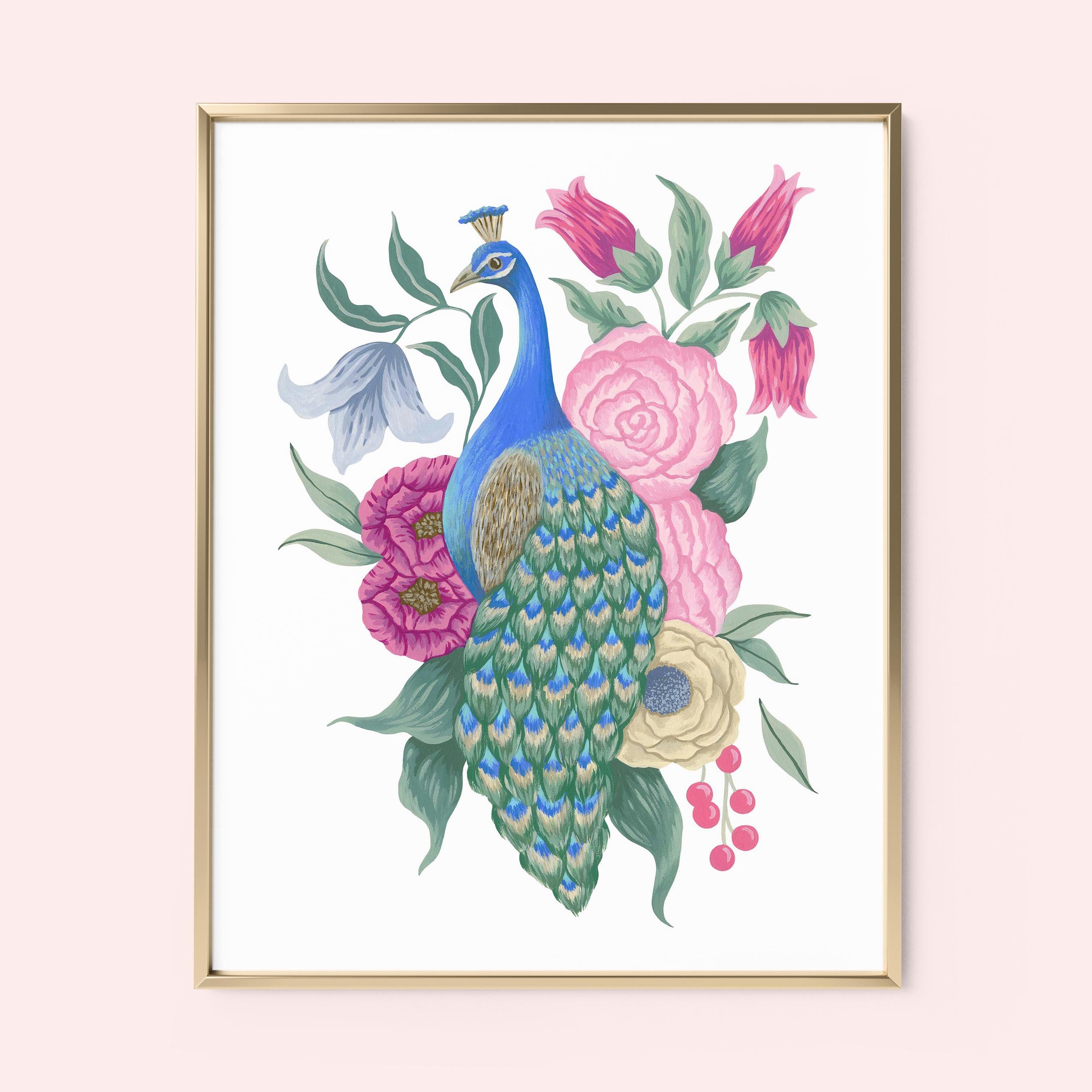 Peacock Floral Art Print - miawhittemore