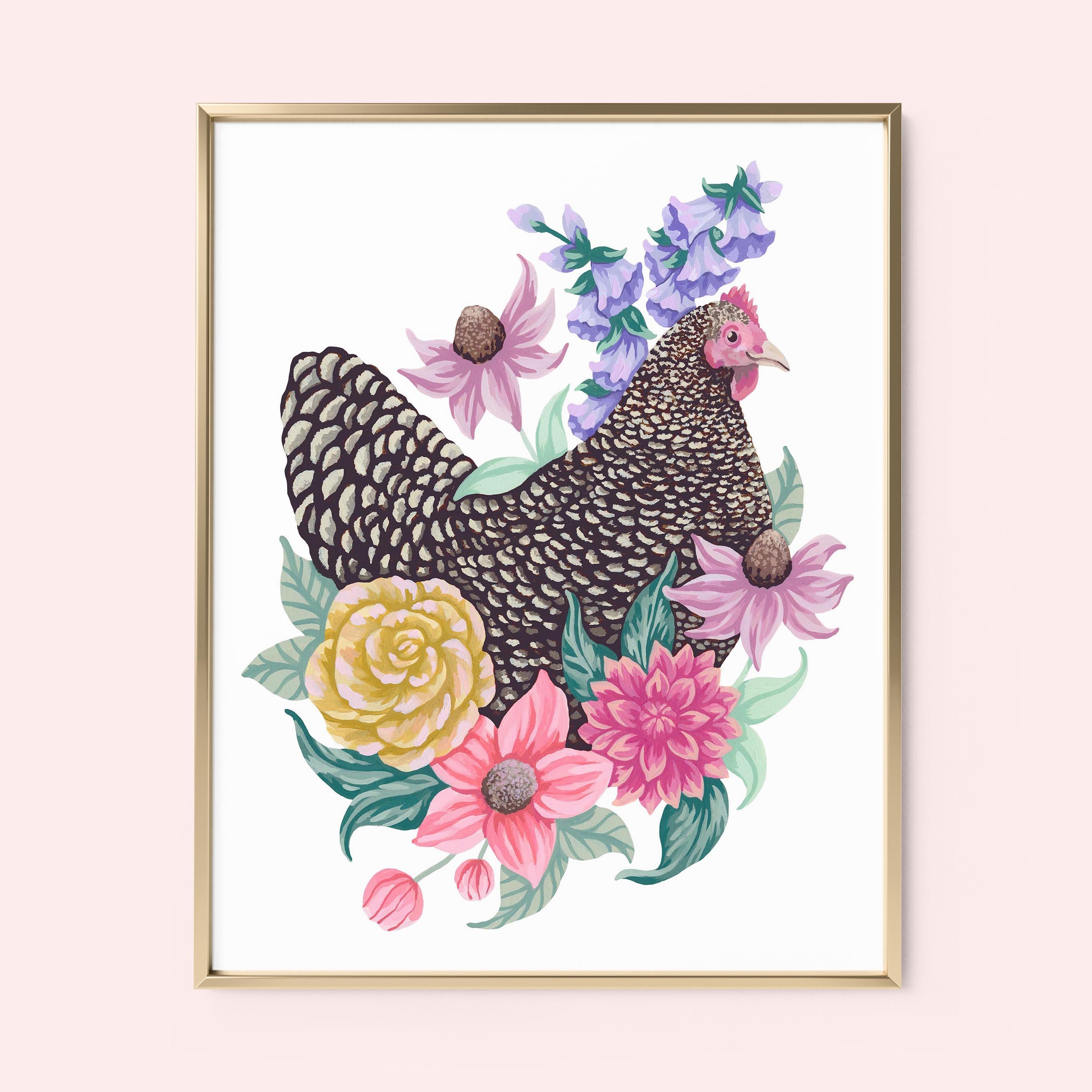 Chicken Flower Art Print - miawhittemore